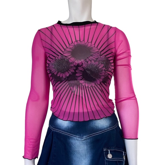 Dolls Kill | Tops | Delias By Dollskill Nwts Cyber Y2k Mesh Sunflower ...